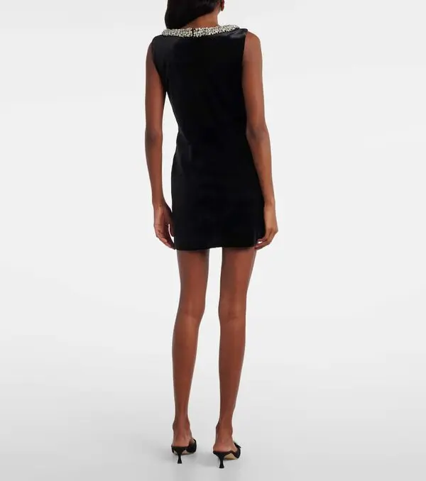 SELF-PORTRAIT Crystal-embellished Velvet Mini Dress