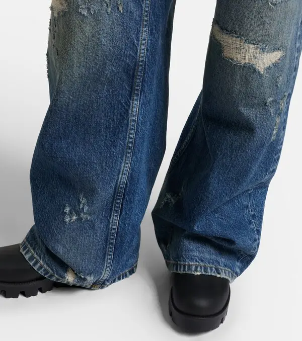 Dolce & Gabbana Distressed Layered High-rise Wide-leg Jeans