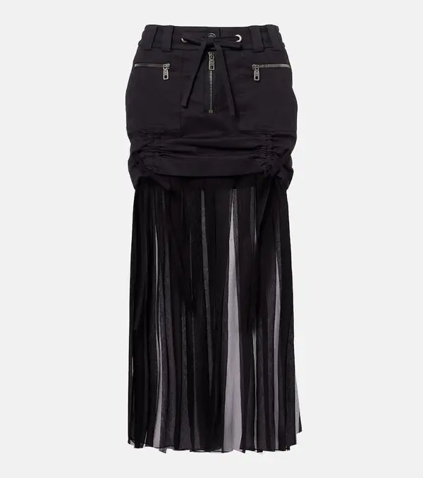 Dolce & Gabbana Silk And Cotton Midi Skirt - Black