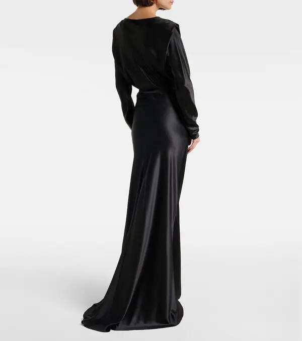 Saint Laurent Pleated Silk Maxi Skirt