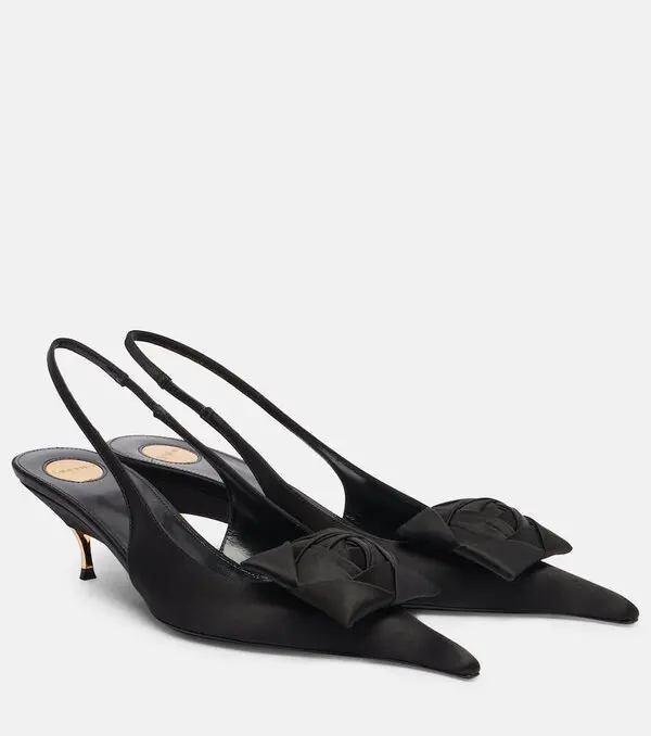 Saint Laurent Dakota 50 Crêpe Satin Slingback Pumps - Black