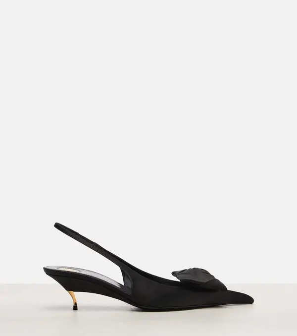 Saint Laurent Dakota 50 Crêpe Satin Slingback Pumps - Black