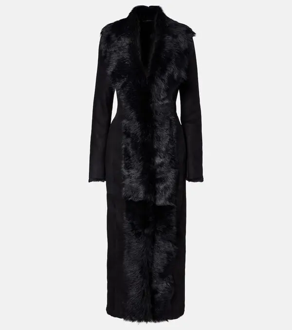 Magda Butrym Shearling-trimmed Suede Coat