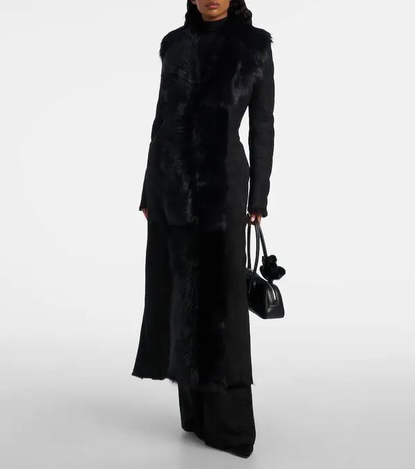 Magda Butrym Shearling-trimmed Suede Coat