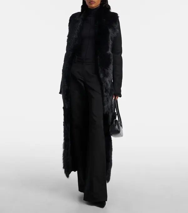 Magda Butrym Shearling-trimmed Suede Coat