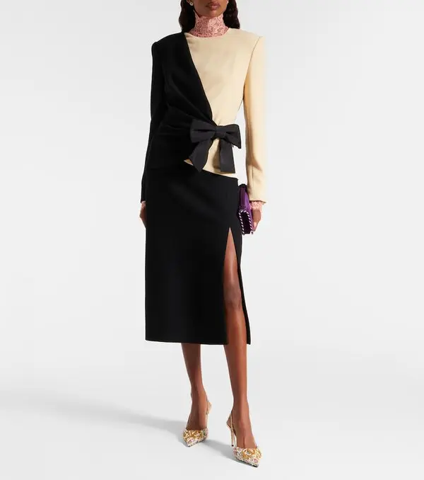 Valentino Garavani Silk-trimmed Virgin Wool Midi Dress