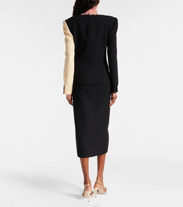 Valentino Garavani Silk-trimmed Virgin Wool Midi Dress