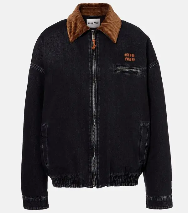Miu Miu Logo Denim Jacket - Black