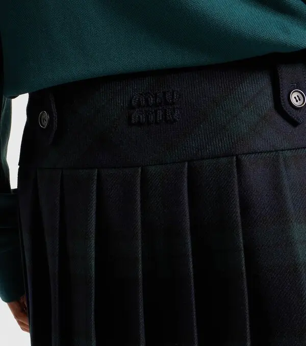 Miu Miu Plaid Virgin Wool Twill Miniskirt - Multicoloured
