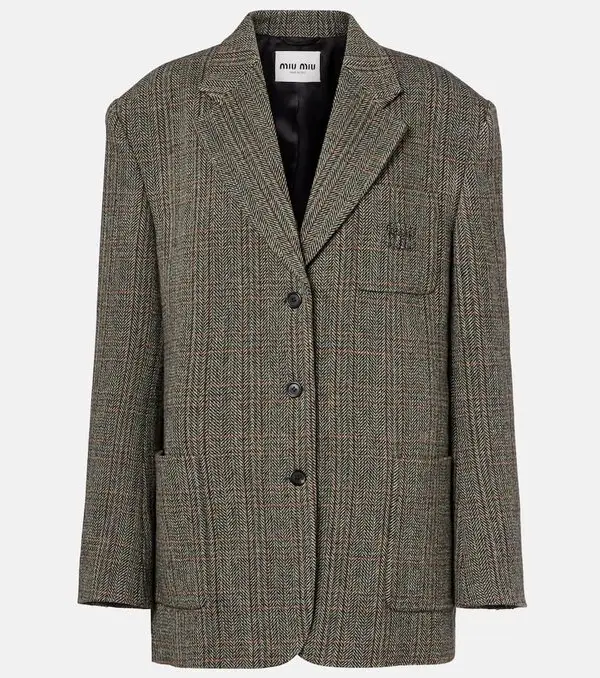 Miu Miu Chevron Virgin Wool Suit Jacket