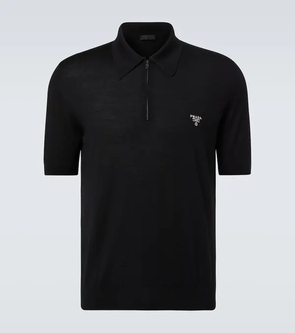 Prada Virgin Wool Polo Shirt - Black