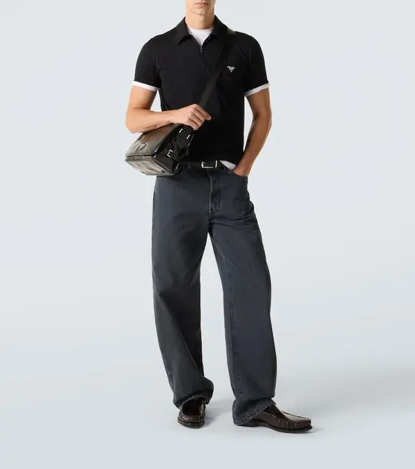 Prada Virgin Wool Polo Shirt - Black
