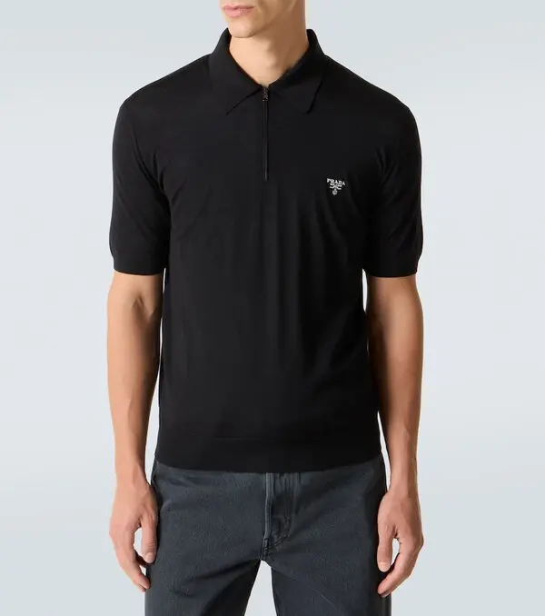 Prada Virgin Wool Polo Shirt - Black