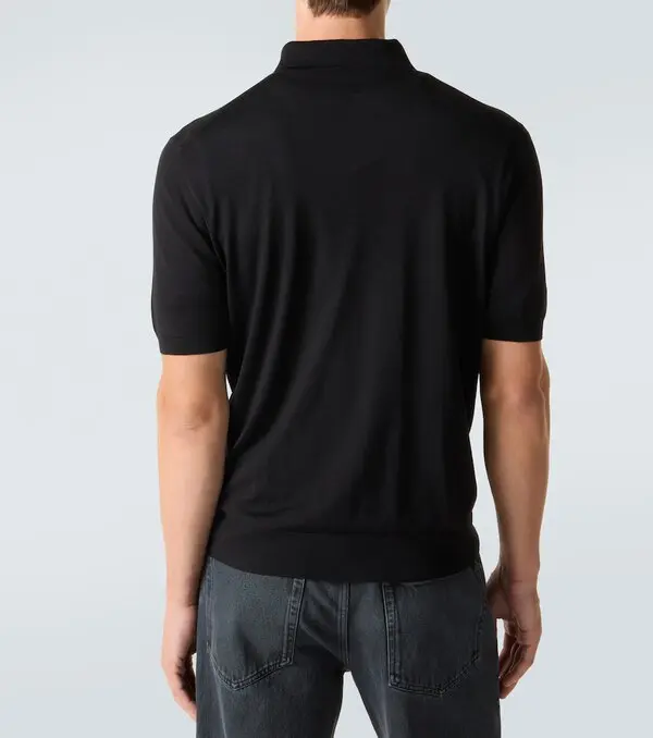 Prada Virgin Wool Polo Shirt - Black