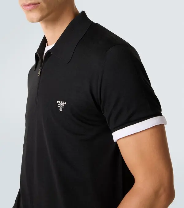 Prada Virgin Wool Polo Shirt - Black