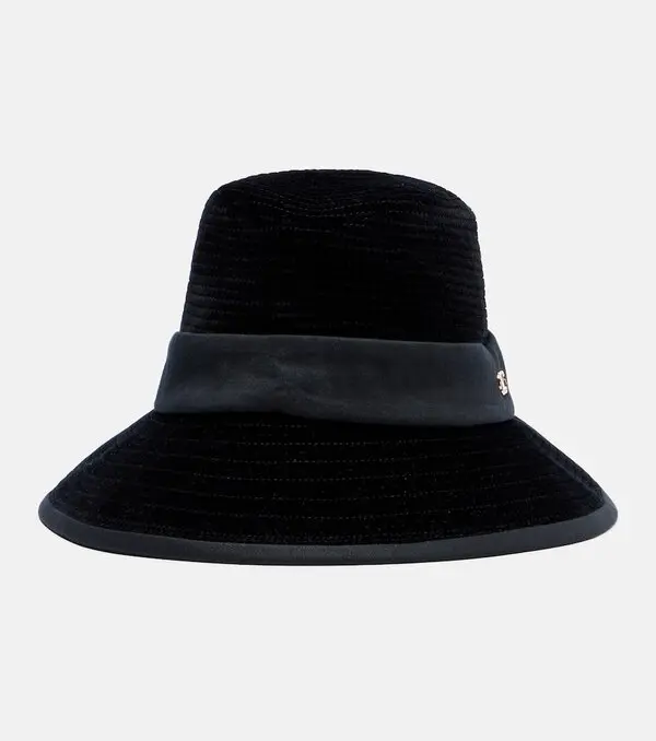 Valentino Garavani Vlogo Velvet-trimmed Cotton Bucket Hat - Black
