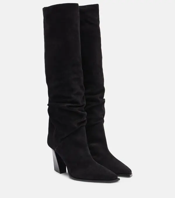JIMMY CHOO Hart 85 Suede Knee-high Boots - Black