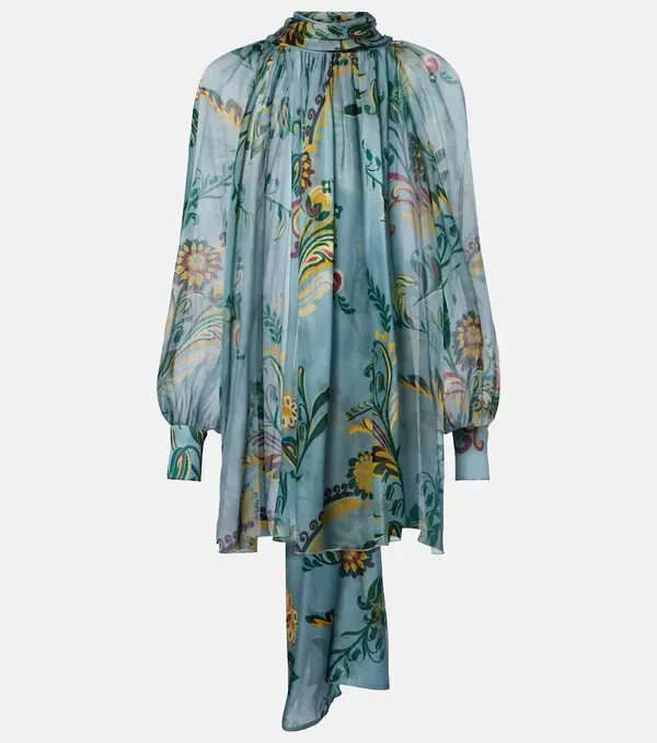 Etro Printed Silk Top - Blue