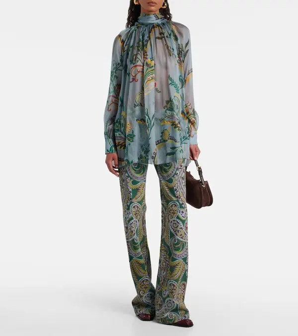 Etro Printed Silk Top - Blue