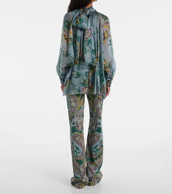 Etro Printed Silk Top - Blue