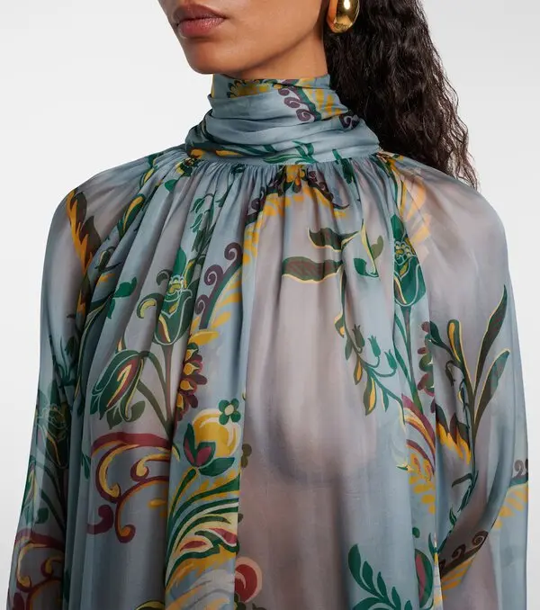 Etro Printed Silk Top - Blue