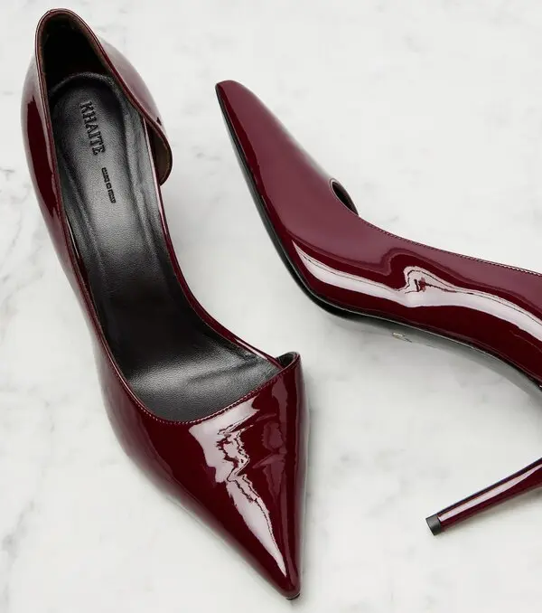 Khaite Jett D'orsay 85 Patent Leather Pumps - Burgundy