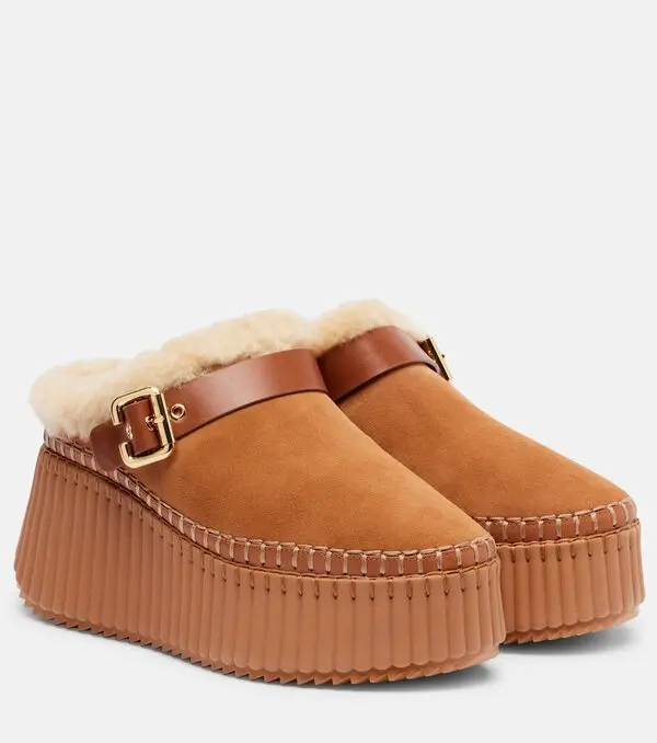 Chloé Nama 80 Platform Mules - Brown