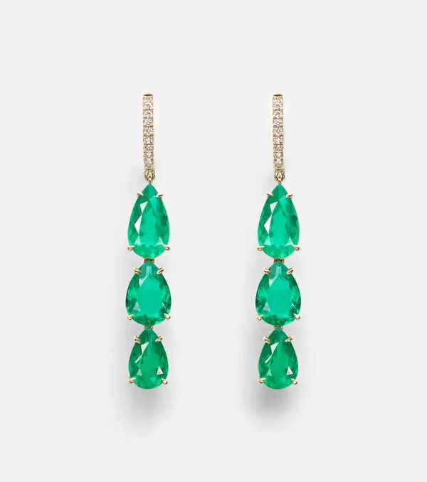 ANITA KO Anya 18kt Yellow Drop Earrings With Diamonds And Emeralds - Gold
