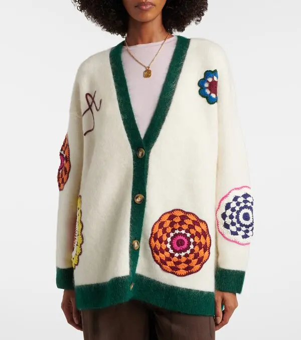 ALEMAIS Alémais Crochet-trimmed Cardigan - Beige