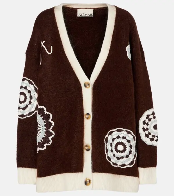 ALEMAIS Alémais Crochet-trimmed Cardigan - Brown