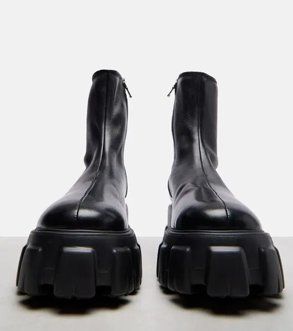 Prada Monolith Leather Ankle Boots