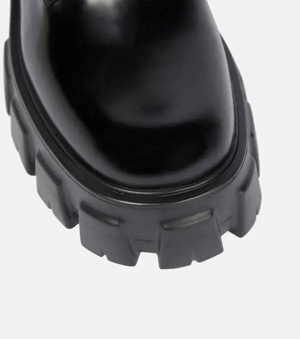 Prada Monolith Leather Ankle Boots - Black