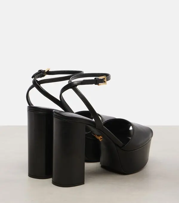 Prada Leather Platform Sandals - Black