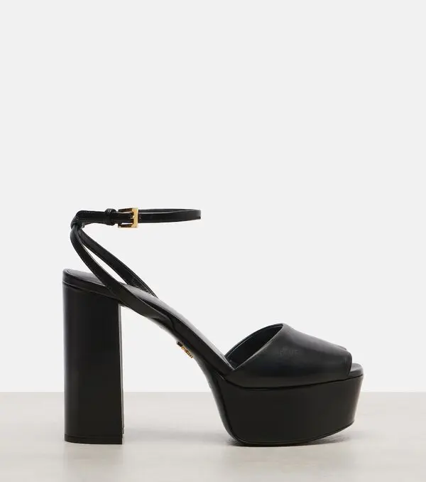 Prada Leather Platform Sandals - Black