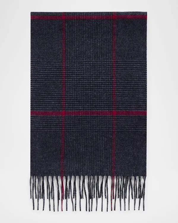 PIACENZA CASHMERE 1733 Silk-cashmere Check Scarf - 12 Navy Mu