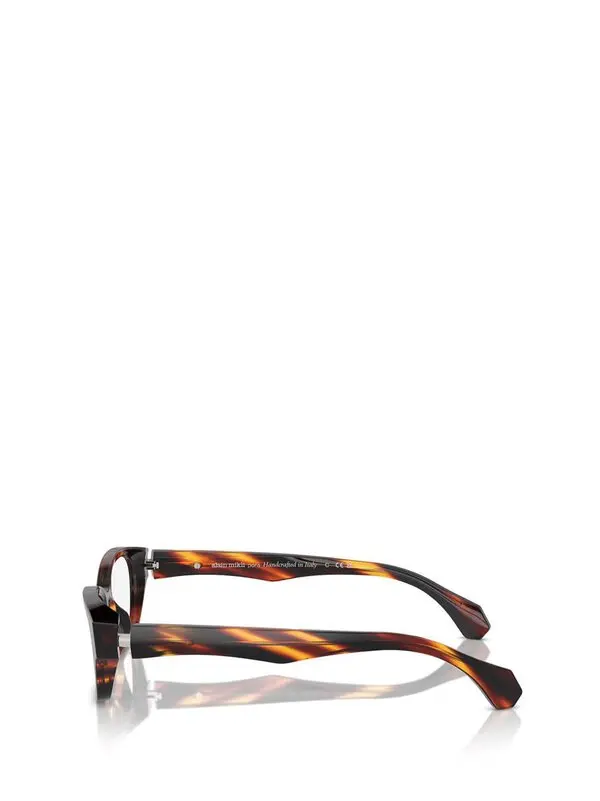 ALAIN MIKLI Square Frame Eyeglasses - Striped Havana Brown Yellow