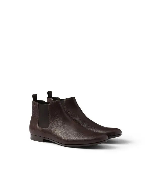 Prada Leather Chelsea Boots - Brown