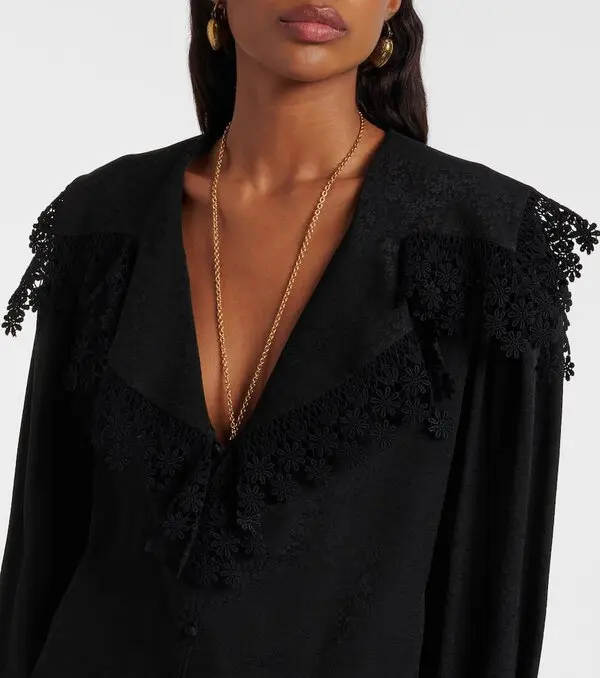 Chloé Embroidered Silk Blouse