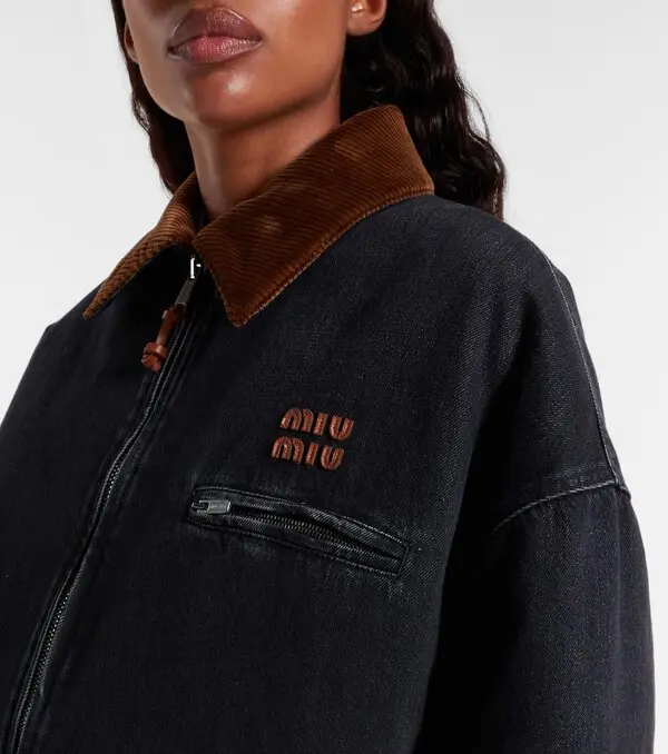 Miu Miu Logo Denim Jacket - Black
