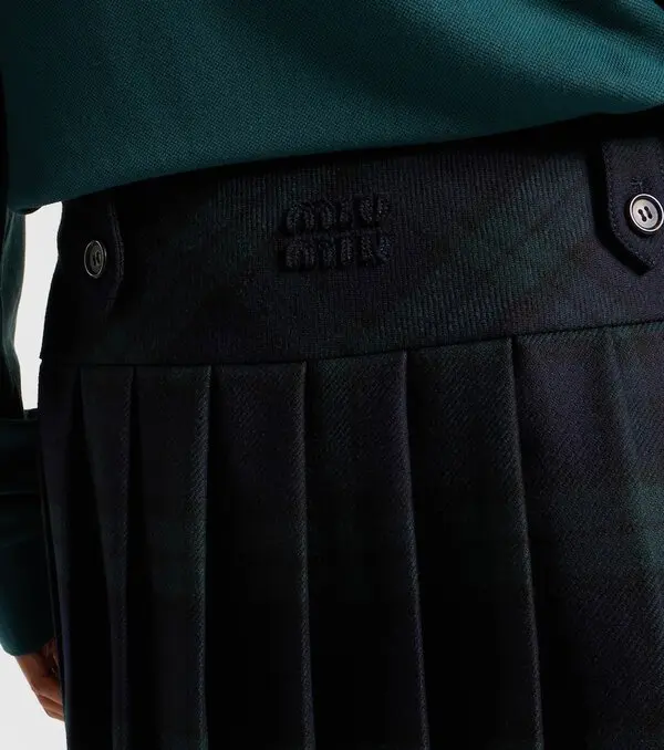 Miu Miu Plaid Virgin Wool Twill Miniskirt - Multicoloured