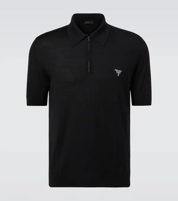 Prada Virgin Wool Polo Shirt - Black