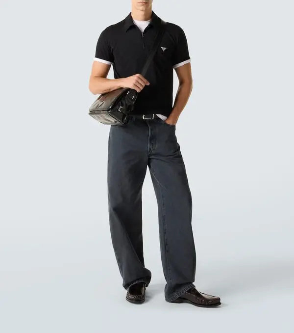 Prada Virgin Wool Polo Shirt - Black
