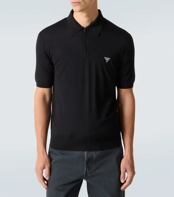 Prada Virgin Wool Polo Shirt - Black