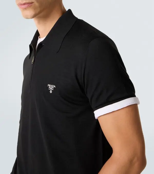 Prada Virgin Wool Polo Shirt - Black
