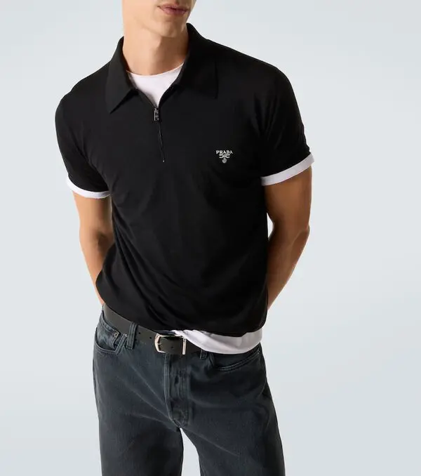 Prada Virgin Wool Polo Shirt - Black