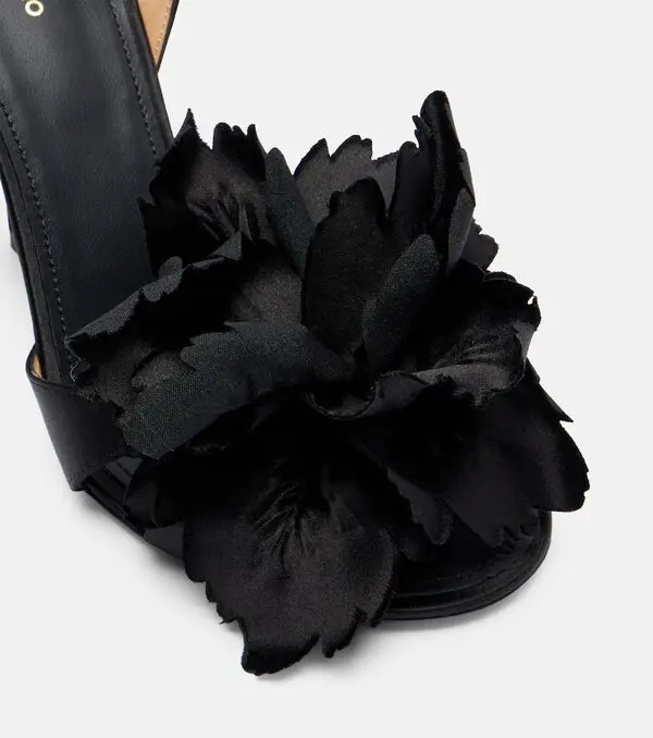 FERRAGAMO Ghilly 95 Floral-applique Satin Sandals - Black
