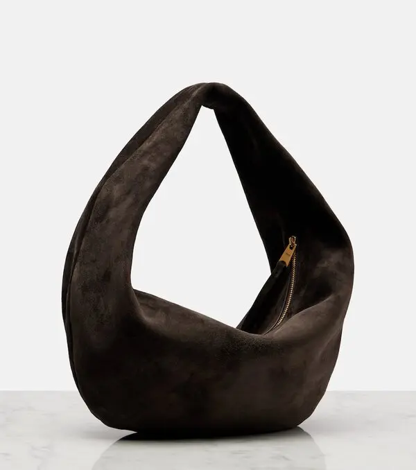Khaite Olivia Medium Suede Shoulder Bag - Brown