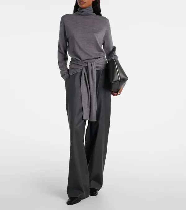 TOTEME Turtleneck Wool And Silk Sweater - Grey