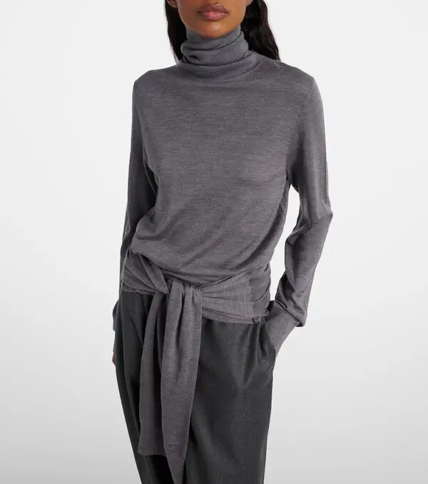 TOTEME Turtleneck Wool And Silk Sweater - Grey