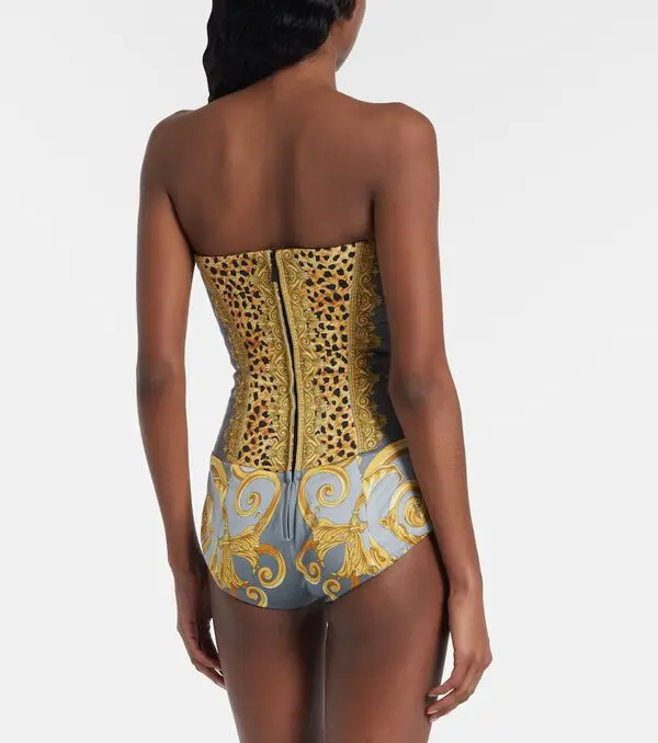 Versace Printed Cotton Corset Bodysuit